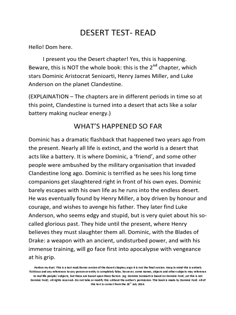 Desert Chapter: Vengeance on Clandestine | PDF | Armed Conflict