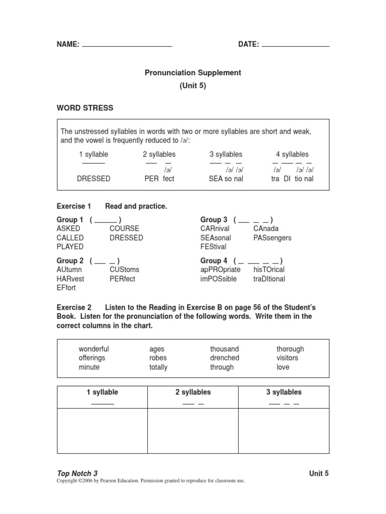 Unit 05 Word Stress | PDF | Language Arts & Discipline | Poetry