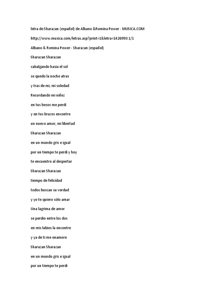 Letra de Sharazan | PDF