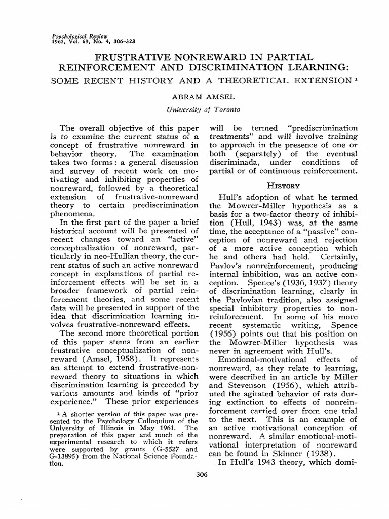 Frustrative Nonreward in Partial Reinforcement and Discrimination ...