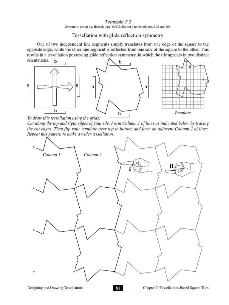 Tessellation With Glide Reflection Symmetry: Template 7-3 | PDF ...
