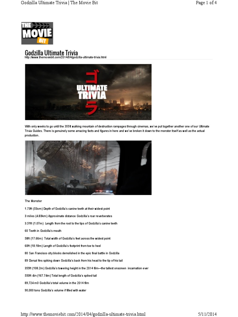 Godzilla 2014 Ultimate Trivia | PDF | Software | Computing And Information Technology