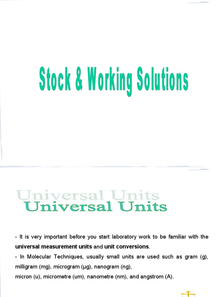 Stock & Working solutions | Mole (Unit) | Solution | Free 30-day Trial ...