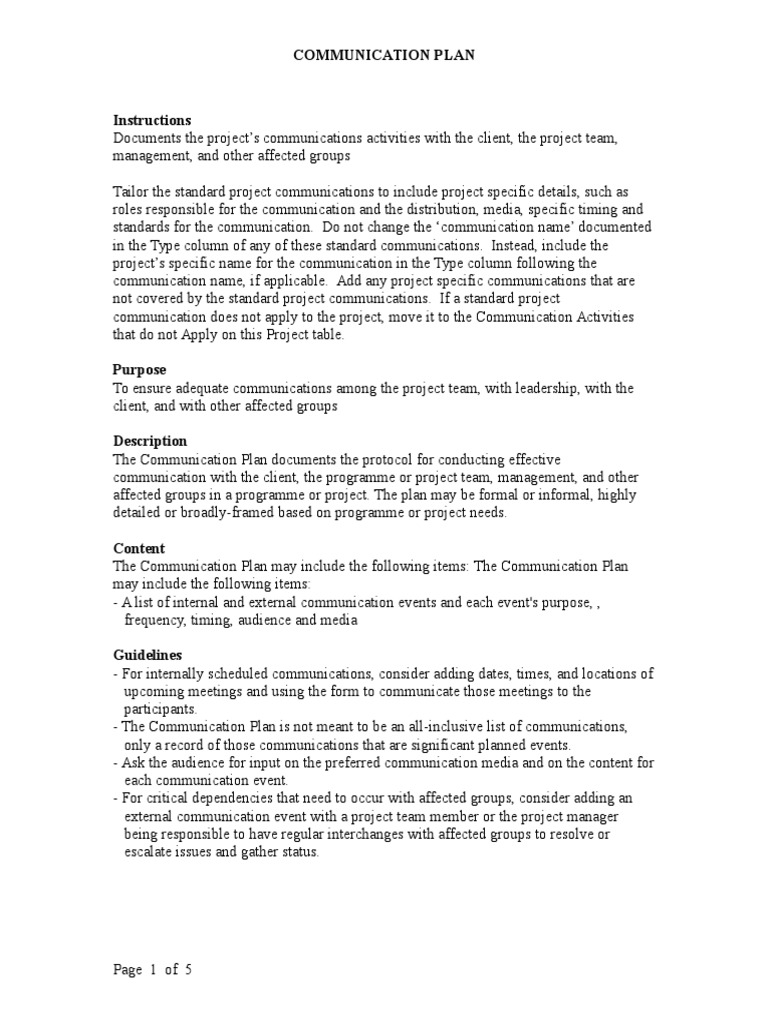 Communication Plan | PDF | Communication | Computing