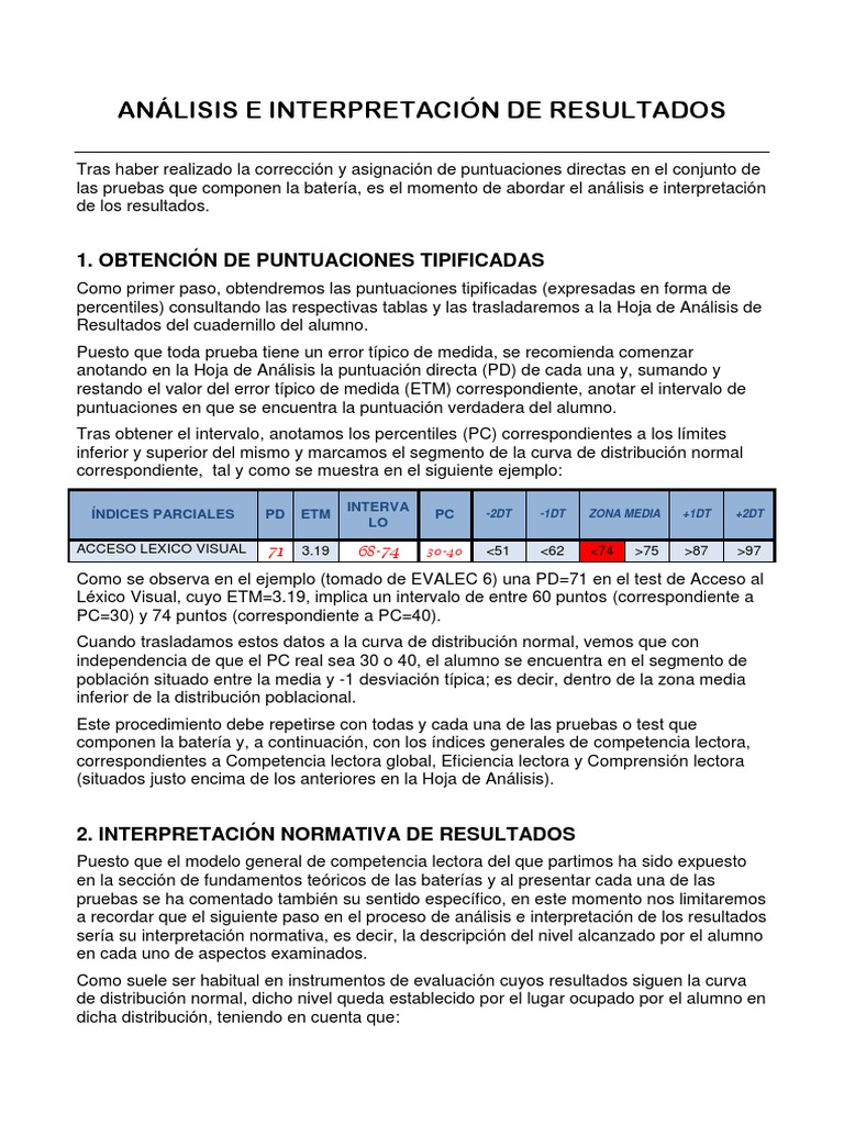 EVALEC Guia Gral de Analisis e Interpretacion | PDF | Lectura (proceso) | Palabra
