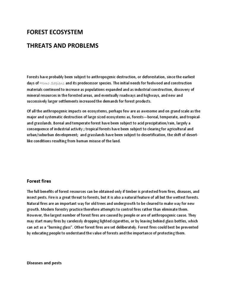 Forest Ecosystem Threats and Problems | PDF | Deforestation | Amazon ...