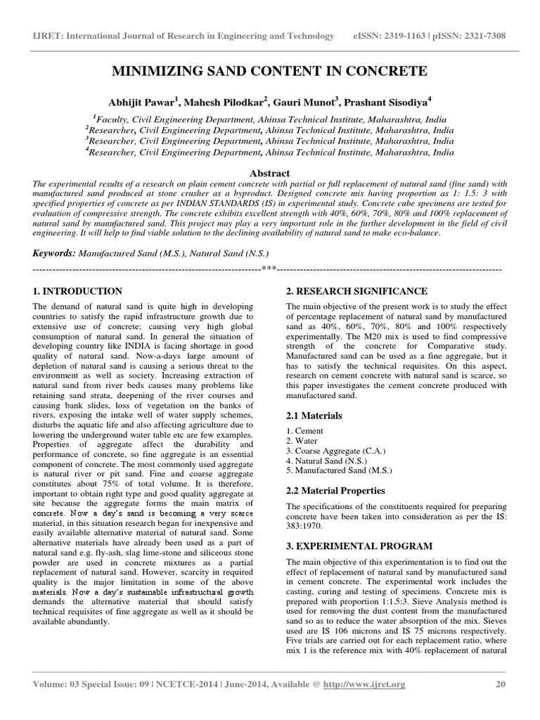 Minimizing Sand Content in Concrete | PDF | Construction Aggregate ...