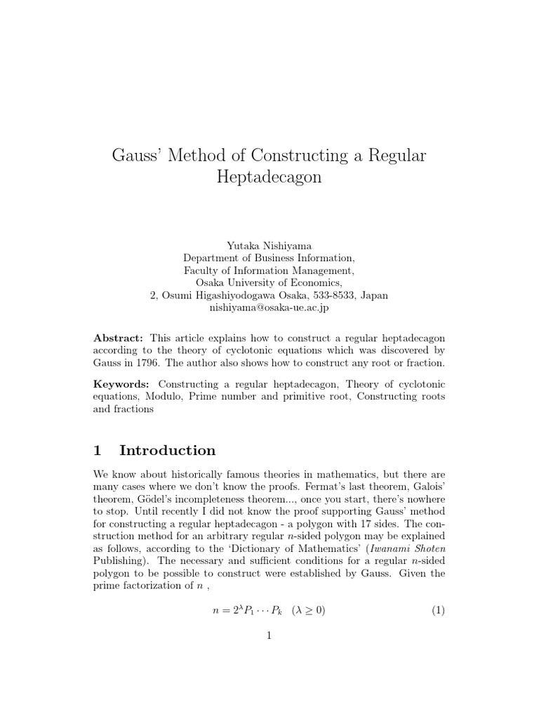 Heptadecagon | PDF | Trigonometric Functions | Prime Number
