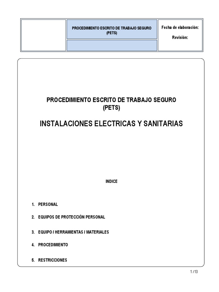Procedimiento de Instalaciones Electricas y Sanitarias | PDF | Naturaleza