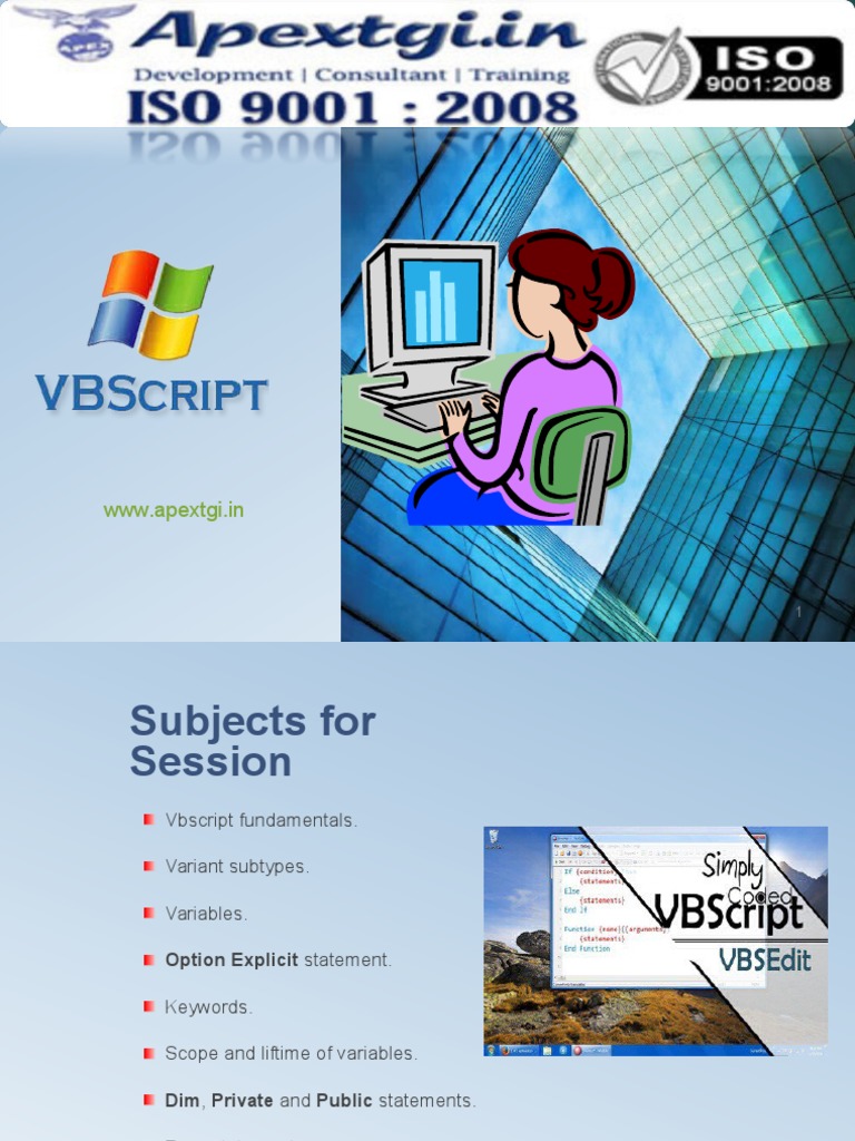 Fundamentals Of Vb Script Pdf Variable Computer Science Subroutine 