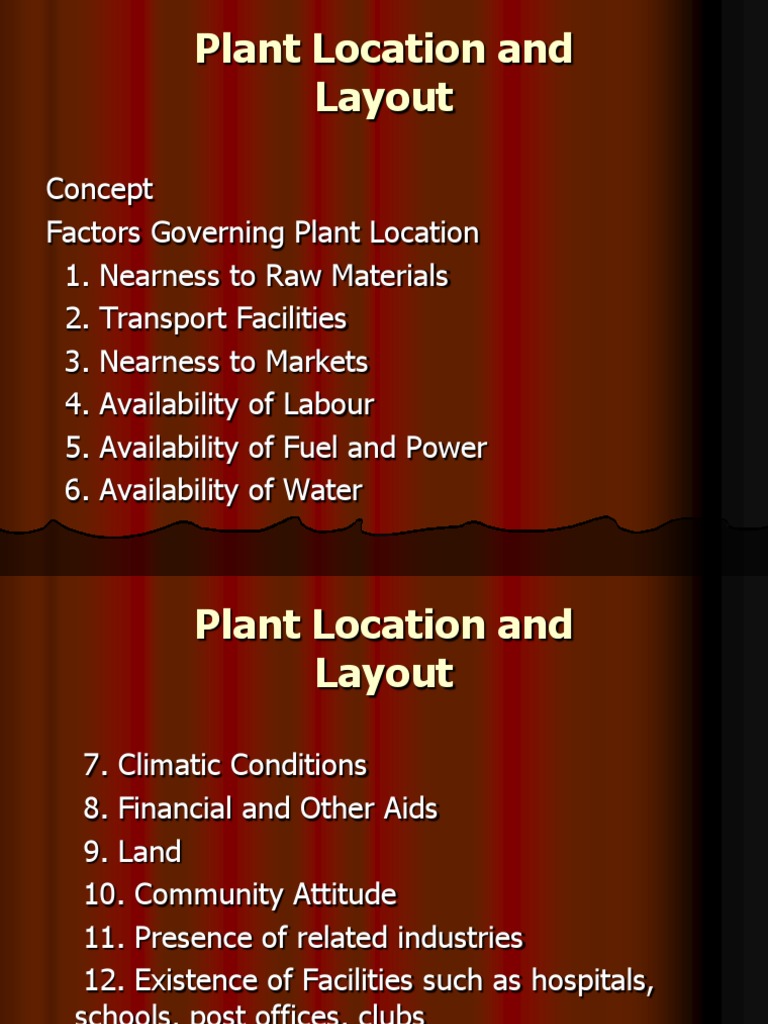 Plant Location and Layout Factors | PDF | Framing (Construction) | Factory