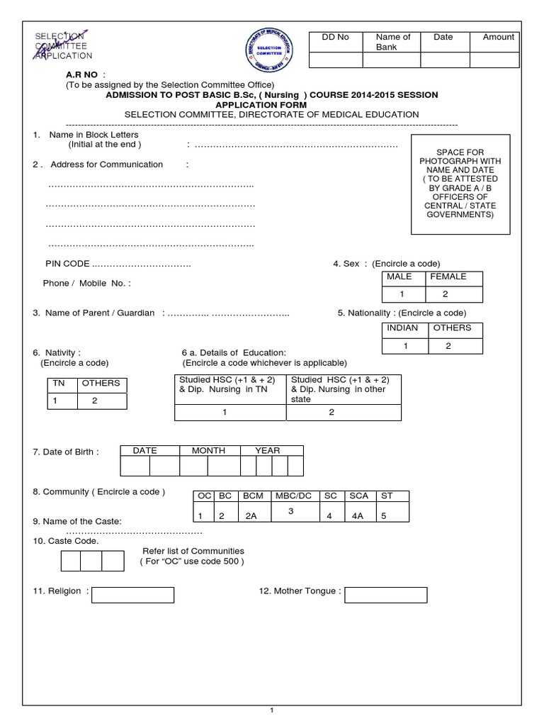 Postbasic Application and Scrutiny Forms | PDF | Nursing | Wellness