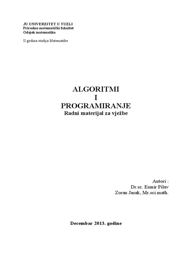 Algoritmi I Programiranje | PDF
