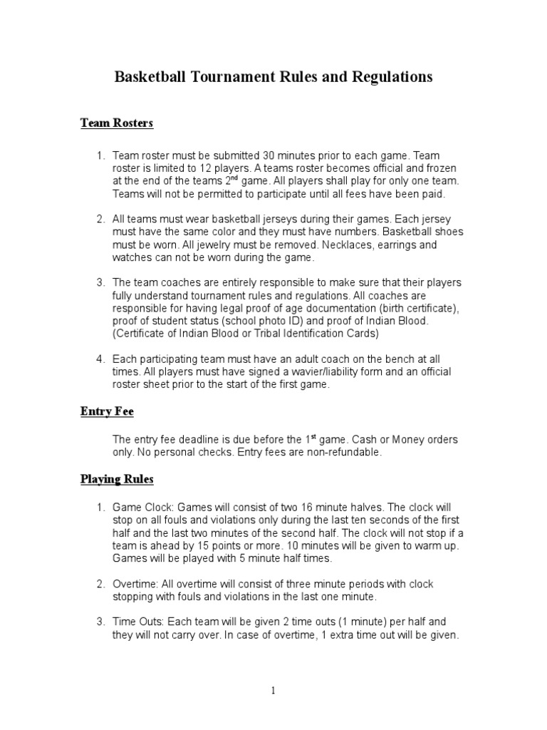 Basketball Tournament Rules and Regulations Summary | PDF | Ball Games ...