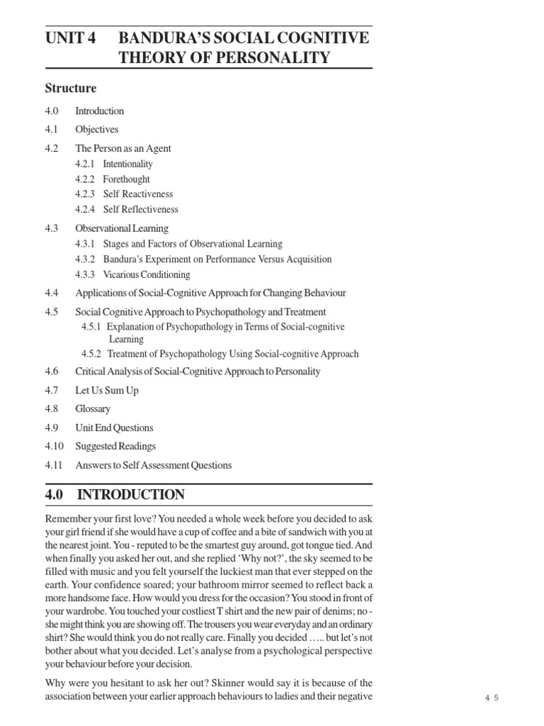 Bandura's Social Cognitive Theory of Personality | PDF | Self Efficacy ...