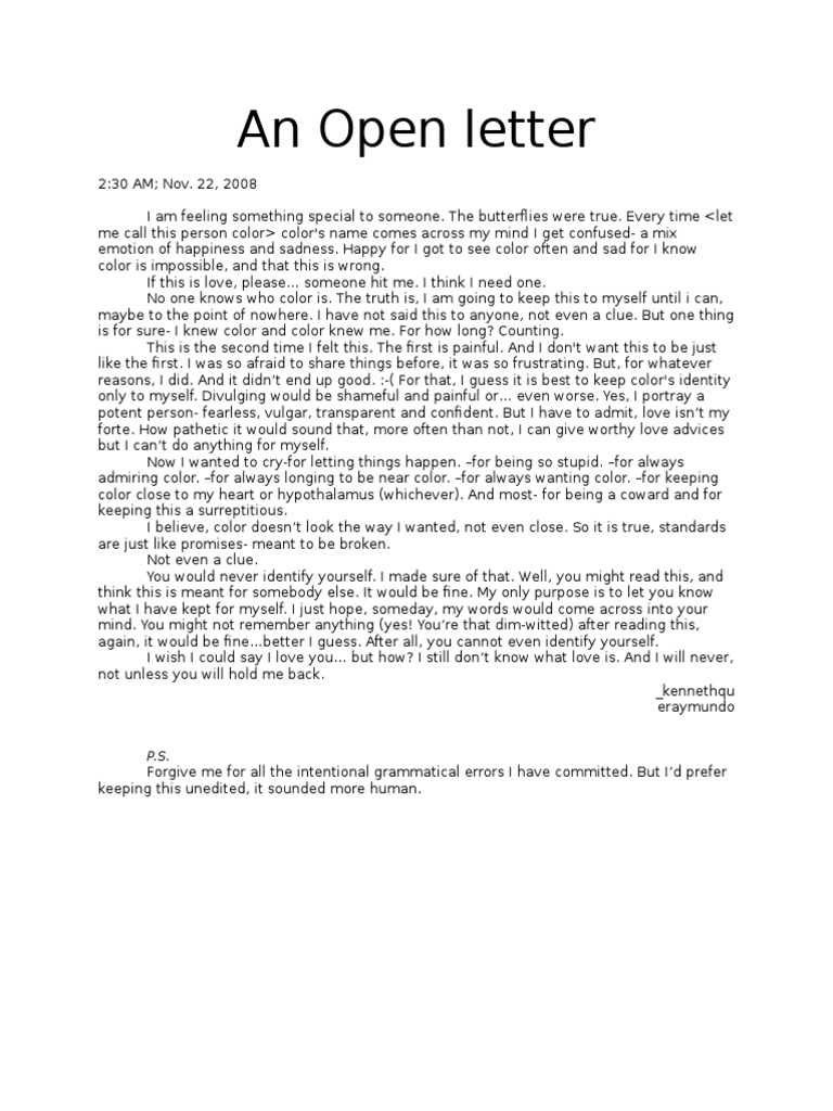 An Open Letter | PDF | Language Arts & Discipline