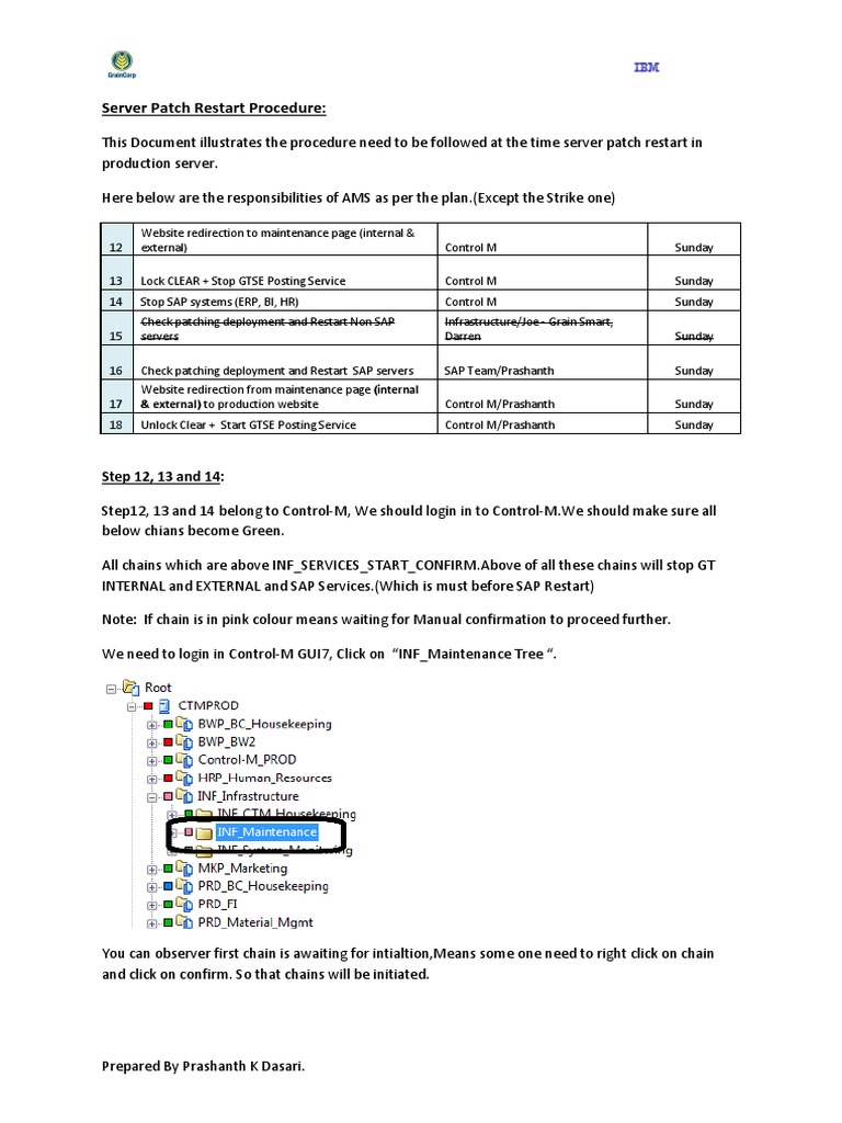 PRD Server Patch Restart Procedure | PDF | Computer Engineering | Areas ...