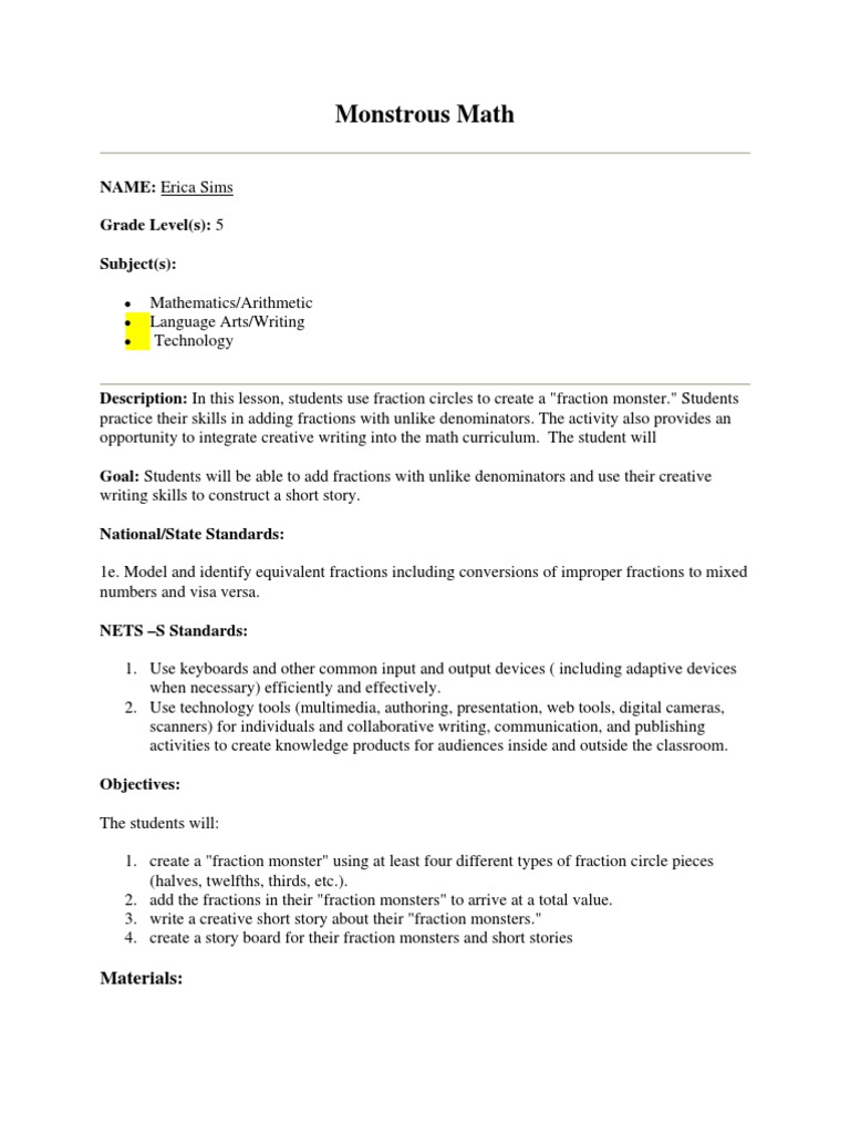 Math LP | PDF | Fraction (Mathematics) | Rubric (Academic)