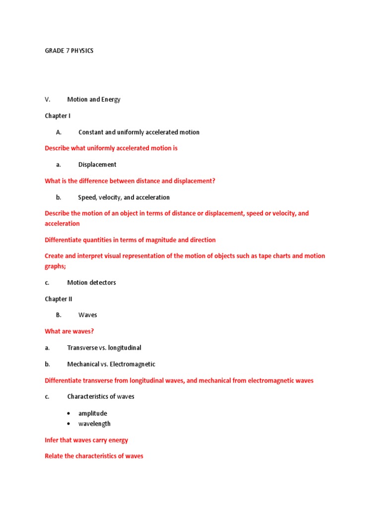 Grade 7 Physics | PDF | Waves | Light