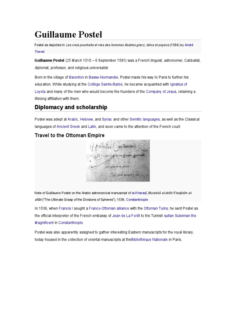 Guillaume Postel | PDF