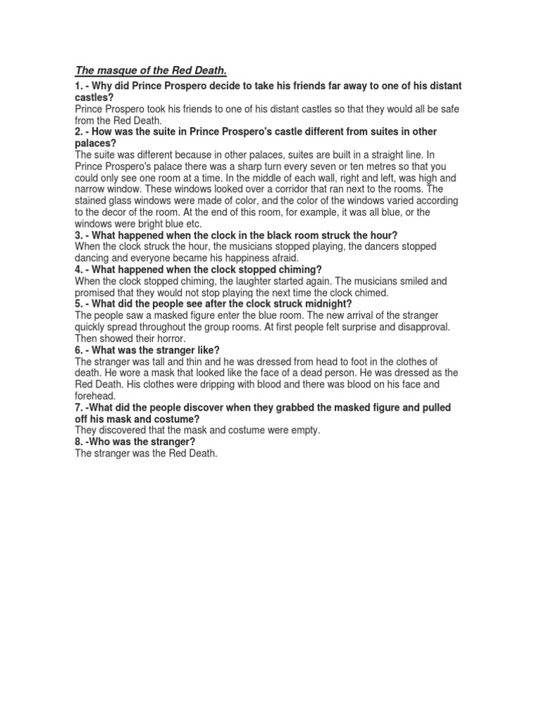 An Analysis of Key Events and Revelations in Poe's "The Masque of the ...