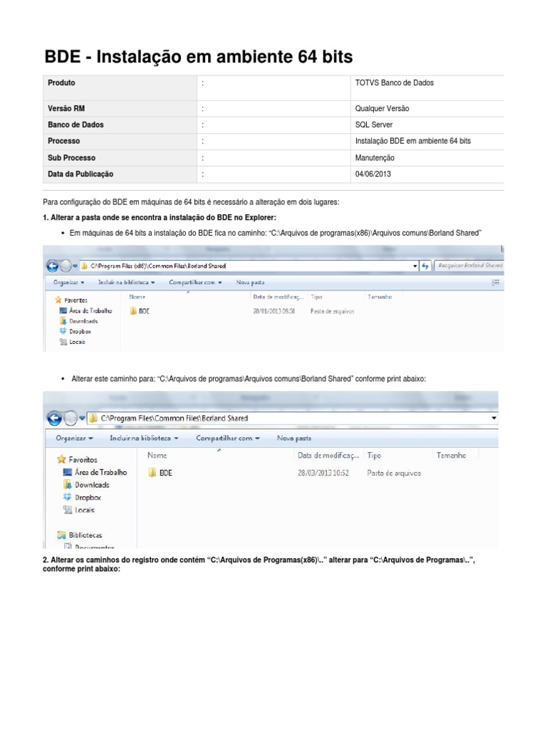 BDE - Instalacao em Ambiente 64 Bits | PDF