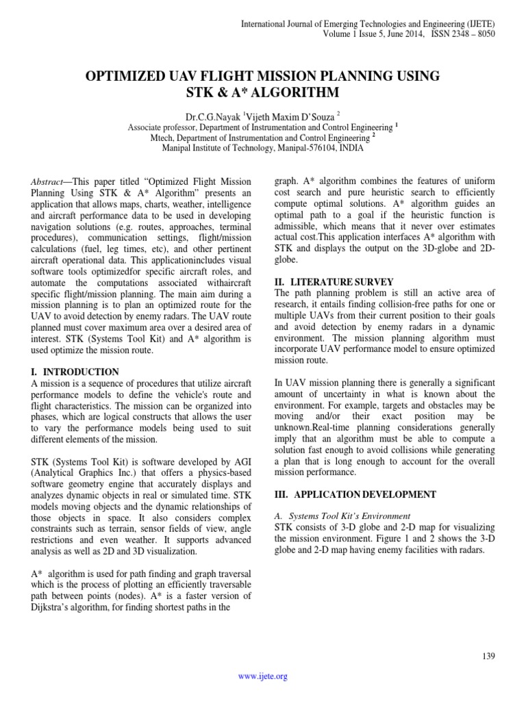 Optimized Uav Flight Mission Planning Using STK & A Algorithm | PDF | Computer Science | Applied ...