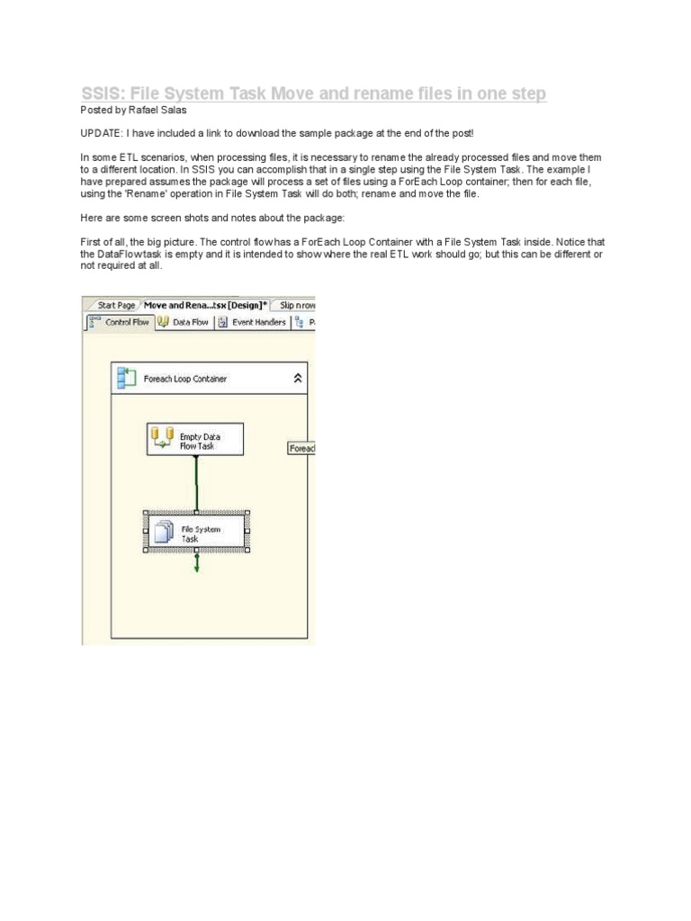 SSIS: File System Task Move and Rename Files in One Step | PDF | Directory (Computing ...