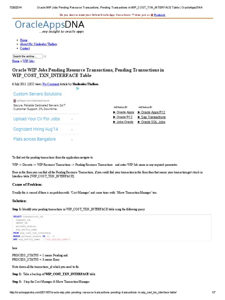 Oracle WIP Jobs Pending Resource Transactions, Pending Transactions in ...