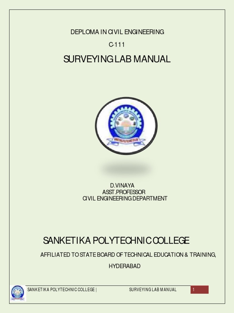 Surveying Lab Manual for Civil Engineering | PDF | Home & Garden ...