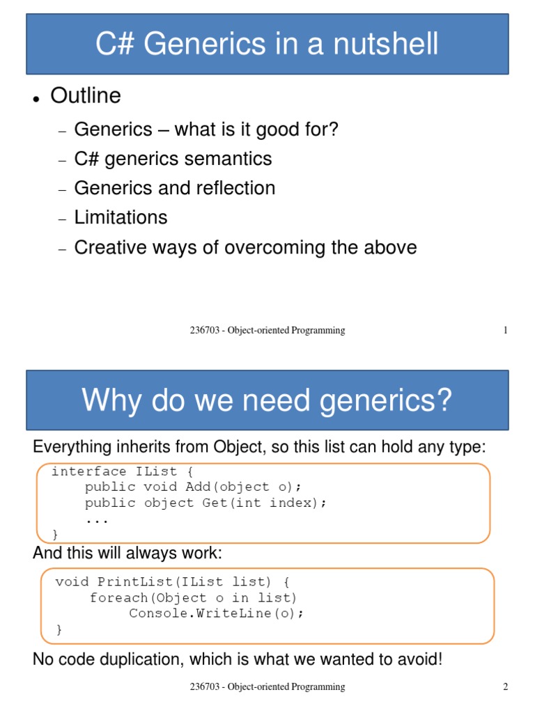 C# Generics | PDF | C Sharp (Programming Language) | Parameter ...