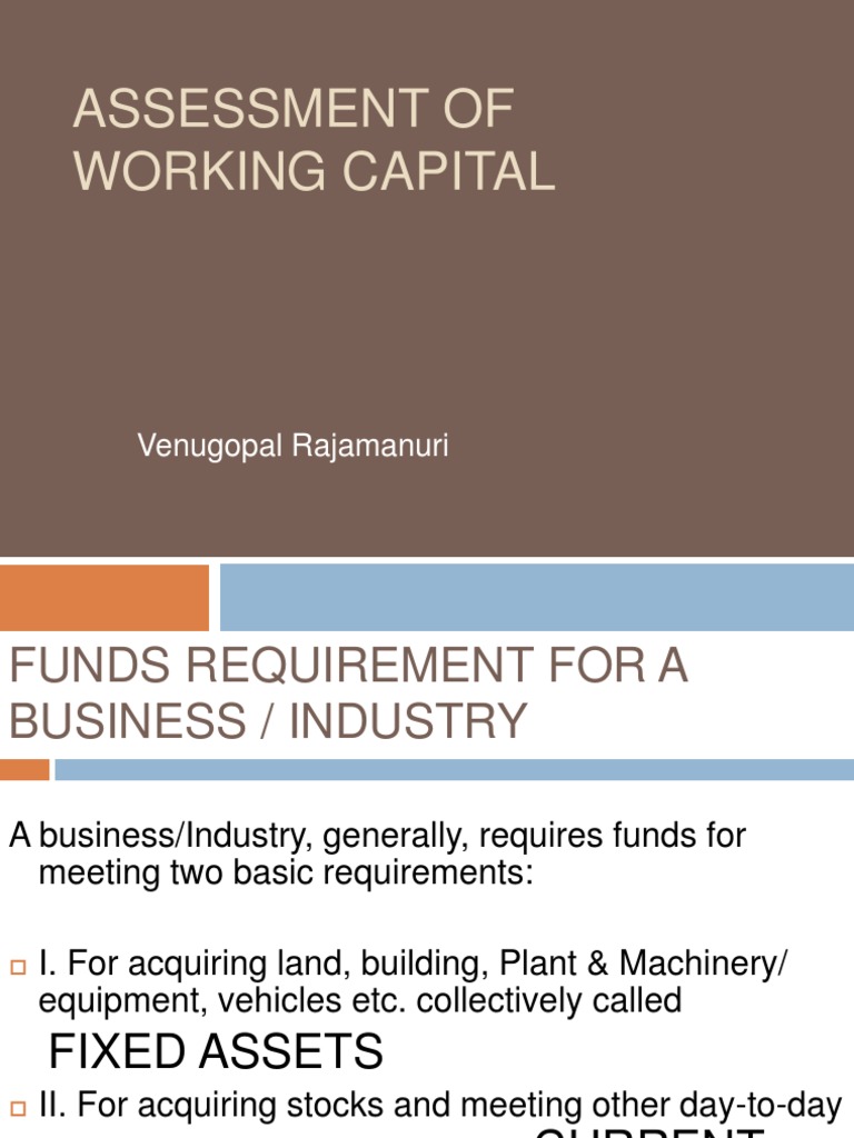 Assessment of Working Capital | PDF | Working Capital | Revenue