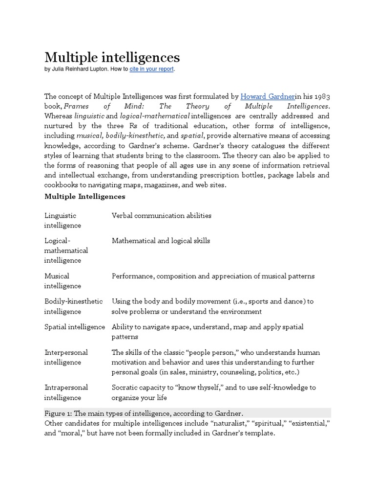 Multiple Intelligences | PDF | Intelligence | Quality Of Life