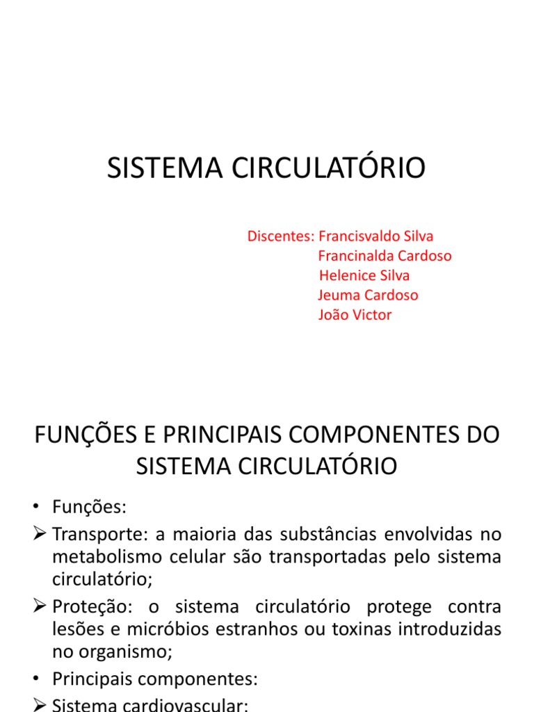 Sistema Circulatório | PDF | Sistema linfático | Veia