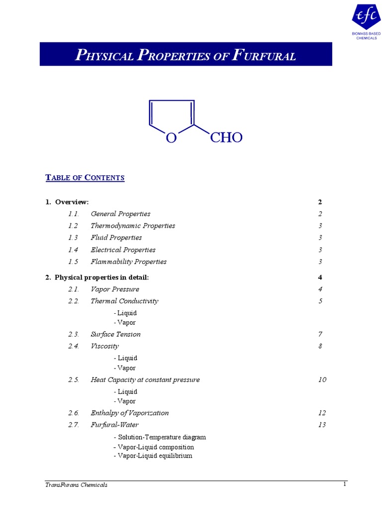 Furfural Physical Properties Overview | PDF | Science & Mathematics