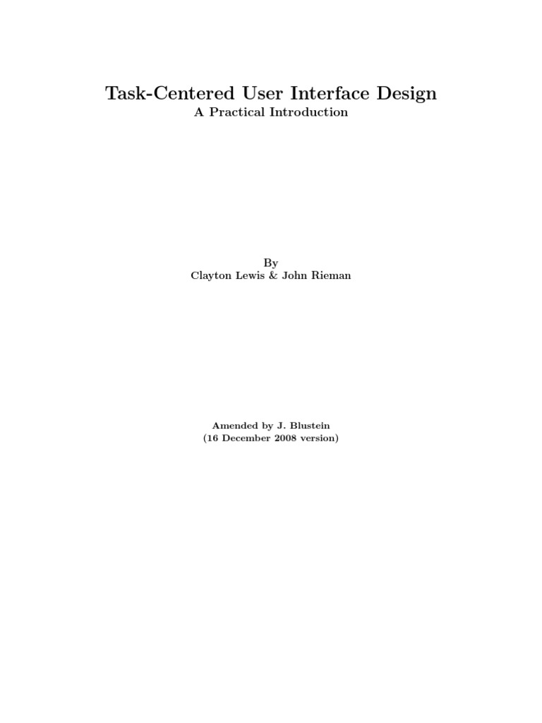 Task Centered User Interface Design | PDF | Usability | User Interface