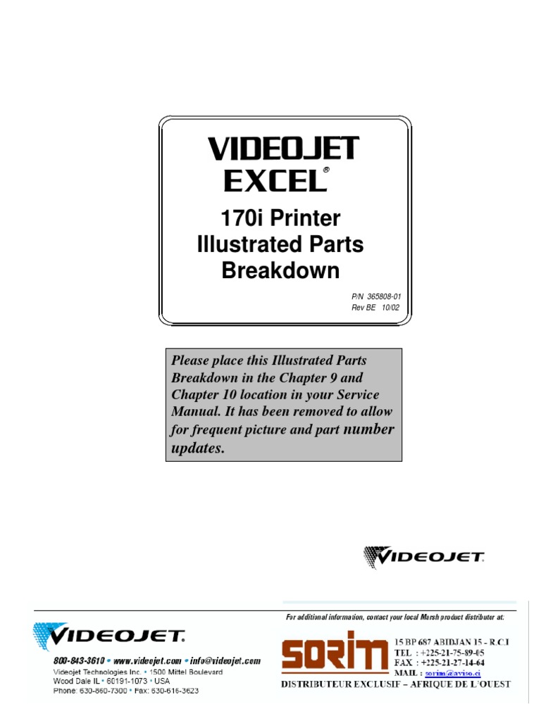 Videojet 170i Printer Parts List | PDF | Pipe (Fluid Conveyance) | Valve