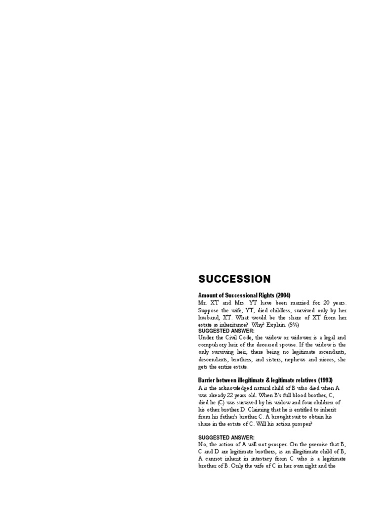 Succession | PDF | Will And Testament | Intestacy
