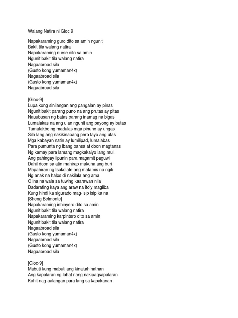 Walang Natira Ni Gloc 9 | PDF