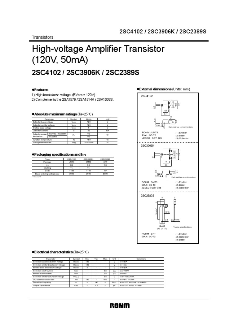 High-Voltage Amplifier Transistors | PDF | Transistor | Electrical ...