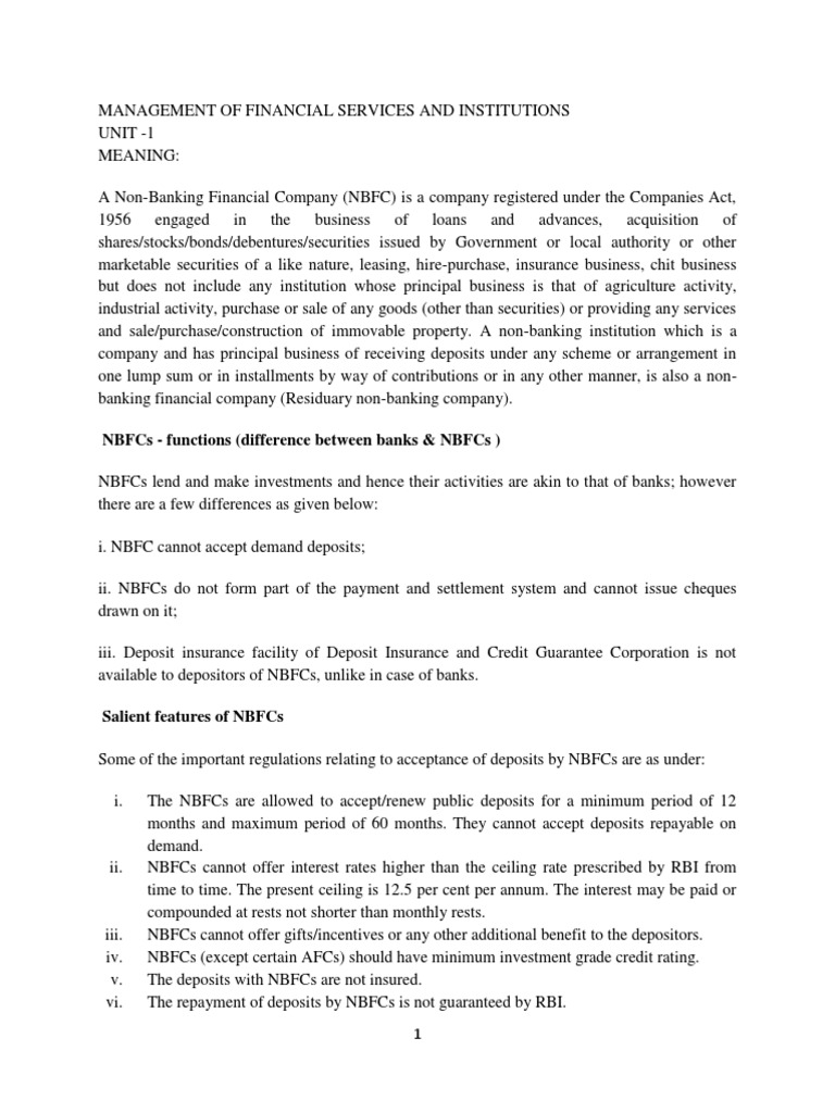 Mbfs Notes | PDF | Non Bank Financial Institution | Securities (Finance)