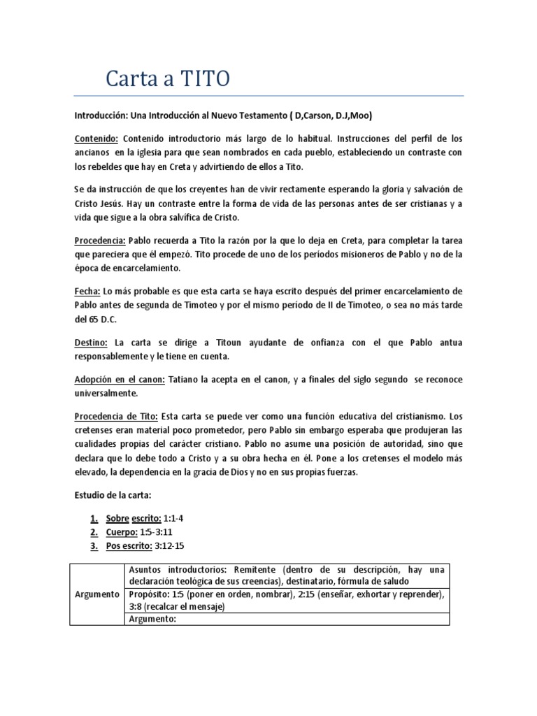 Carta A TITO PDF | PDF | Pablo el apóstol | Titus