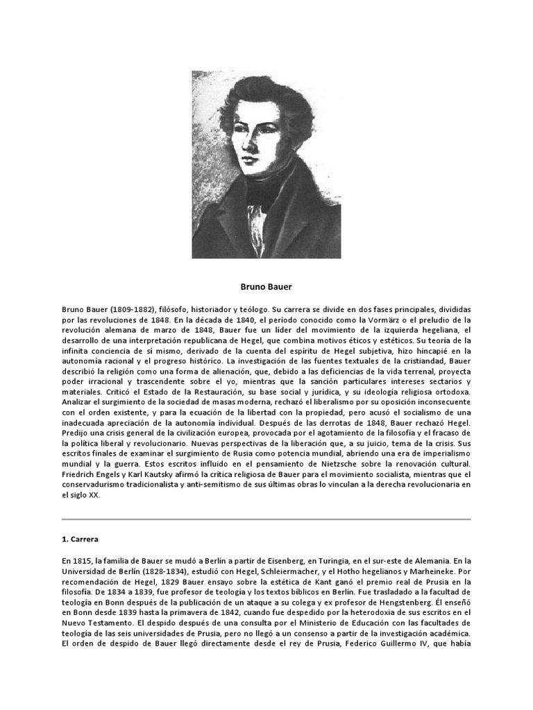 Bruno Bauer: Filosofía y Crítica Social | PDF | Georg Wilhelm Friedrich ...