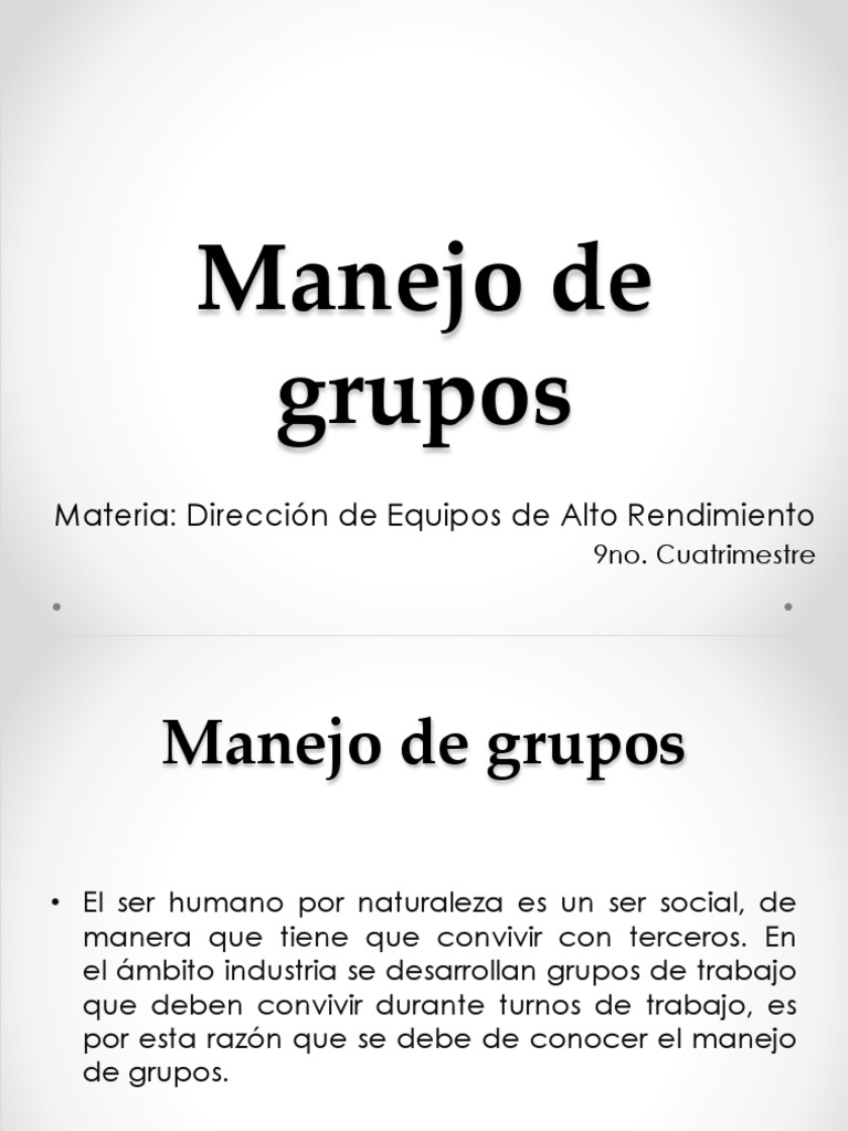 Manejo de Grupos | PDF | Grupo de enfoque | Comportamiento