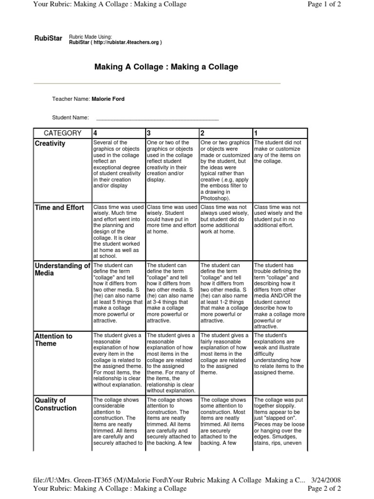 Rubric | Collage | Graphics