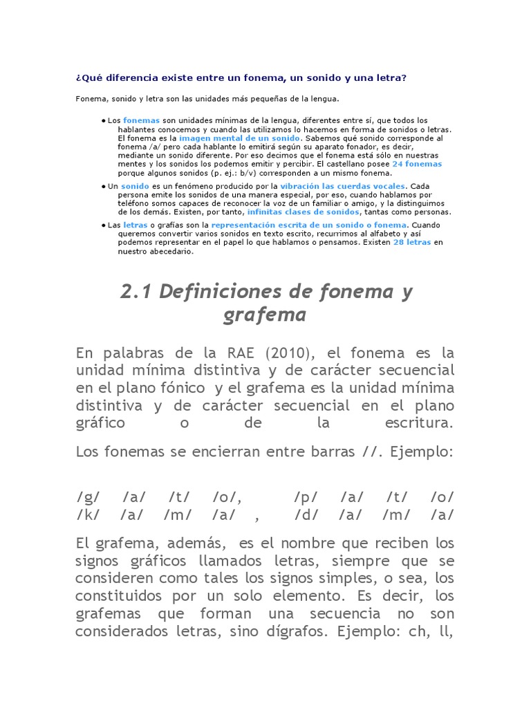 Qué Diferencia Existe Entre Un Fonema | PDF | Fonema | Fonología