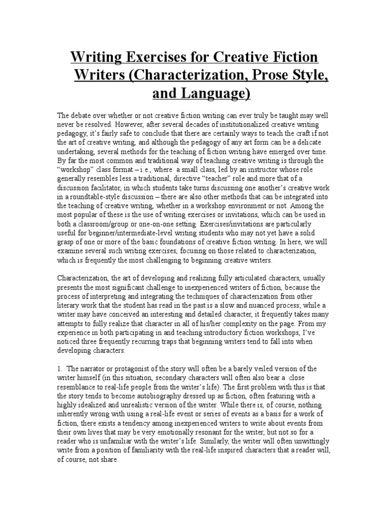 Creative Fiction Writing Exercises | PDF | Creative Writing | Narration