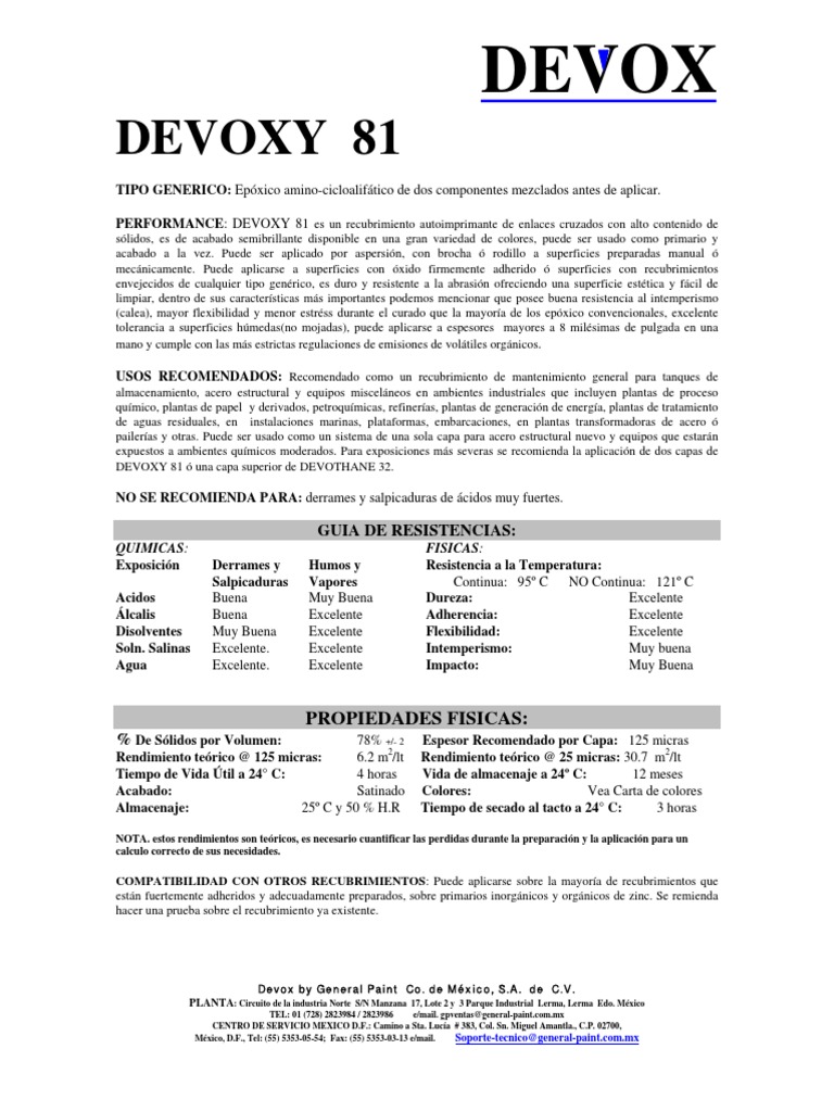 Devoxy 81 | PDF | Revestimiento | Acero