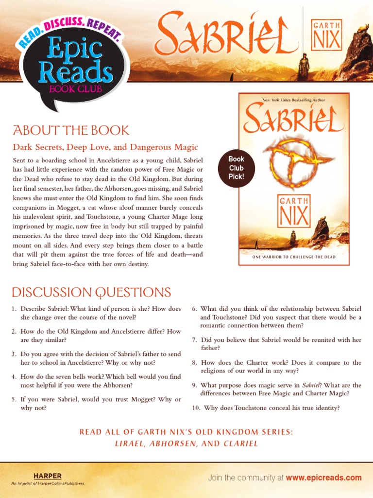 SABRIEL: Epic Reads Book Club | PDF | Fantasy | Fantasy Novels