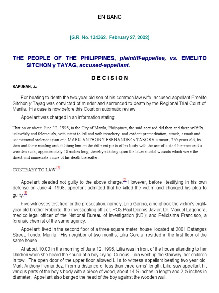 People Vs Sitchon | PDF | Plea | Victimology